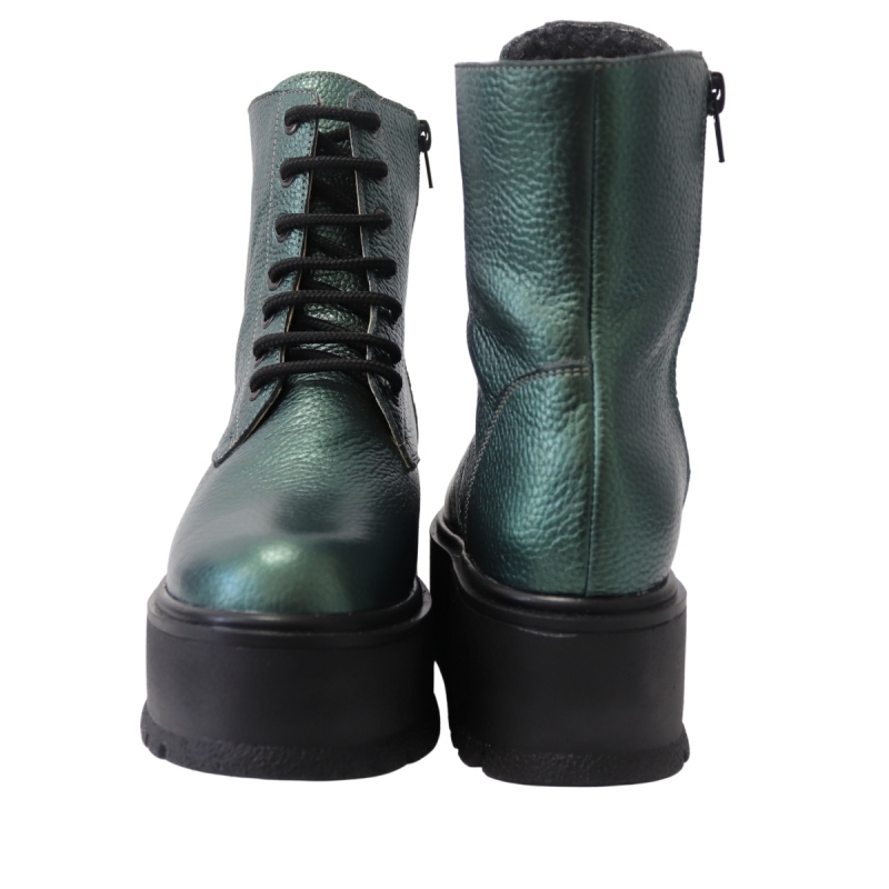 Ghete Femei Verzi cu Talpa Inalta Siret & Fermoar - Mateo Shoes Culoare ...