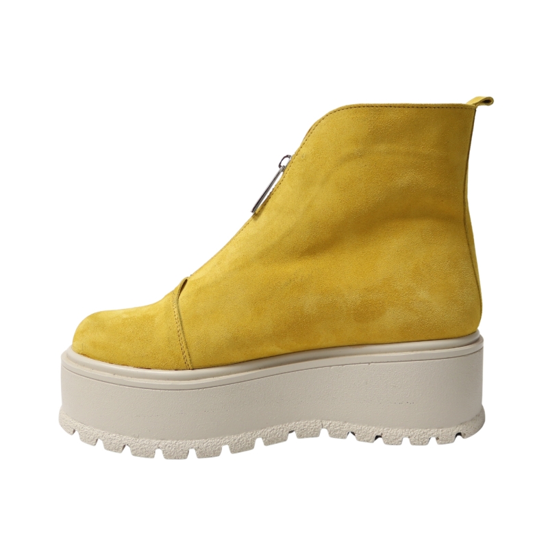 Ghete Dama Galbene cu Platforma si Fermoar - Mateo Shoes Culoare Galben ...