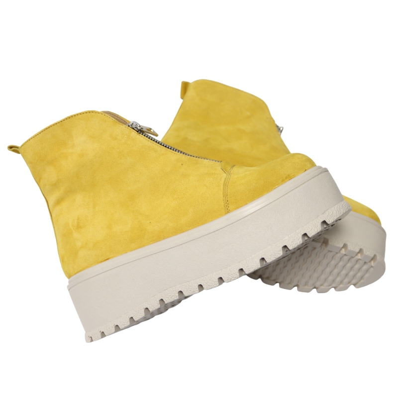 Ghete Dama Galbene cu Platforma si Fermoar - Mateo Shoes Culoare Galben ...