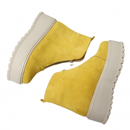 Ghete Dama Galbene cu Platforma si Fermoar - Mateo Shoes Culoare Galben ...