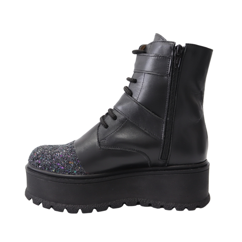 Bocanci Femei Negri cu Glitter cu Platforma - Mateo Shoes Culoare Negru ...