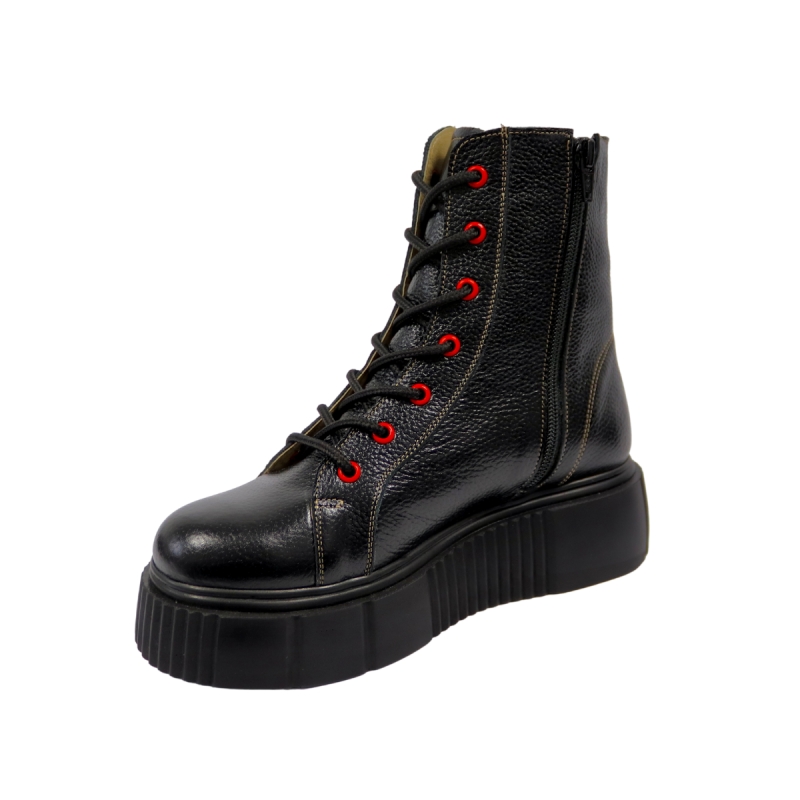 Ghete Dama cu Platforma, piele naturala, cu fermoar, capse rosii ...