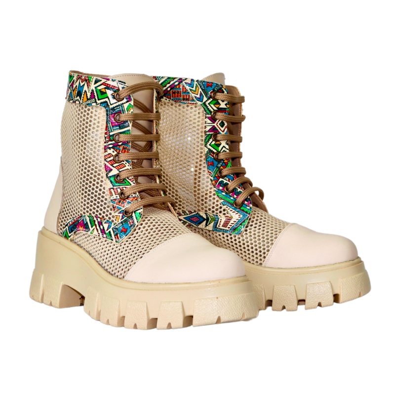 Ghete Damanude cu imprimeu colorat si plasa, Talpa Inalta - Mateo Shoes ...