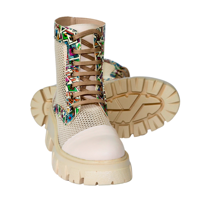 Ghete Damanude cu imprimeu colorat si plasa, Talpa Inalta - Mateo Shoes ...