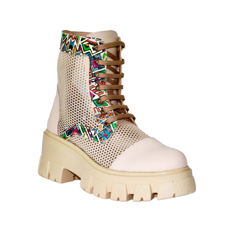 Ghete Damanude cu imprimeu colorat si plasa, Talpa Inalta - Mateo Shoes ...
